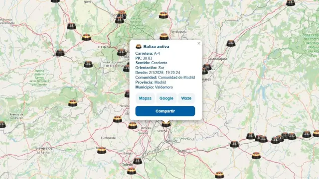 Este mapa te muestra todas balizas V16 de la DGT en tiempo real en España, tanto las activas ...